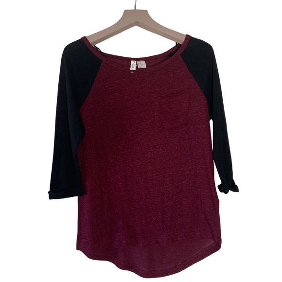 Divided | Tops | Divided Brand Black Quarter Sleeves Burgundy Shirt ...
